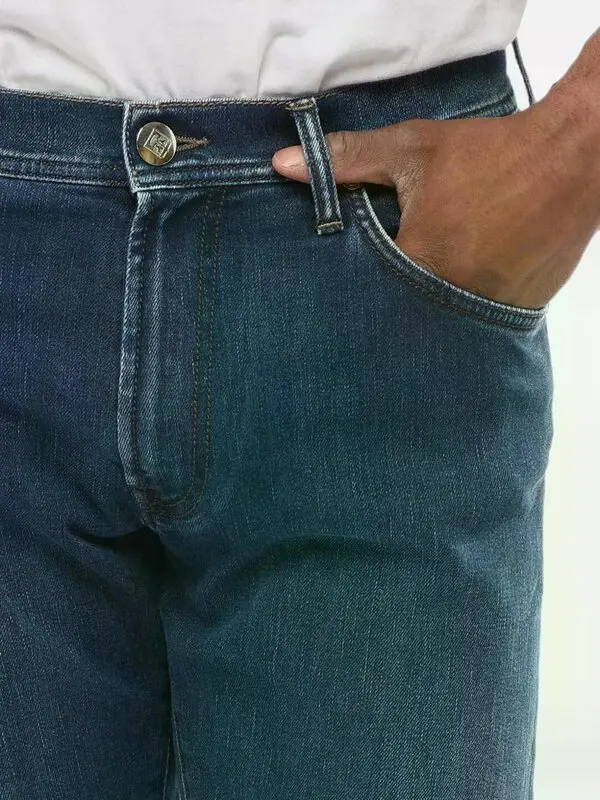 Corneliani Straight-fit Embroidered-logo Denim Jeans