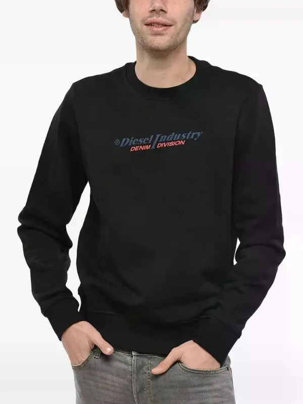 DIESEL® Industry Logo-print Crew-neck Cotton Sweatshirt - Black