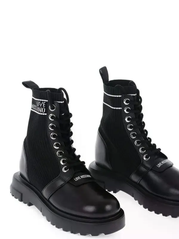 Moschino Panelled Lace-up Combat Boots
