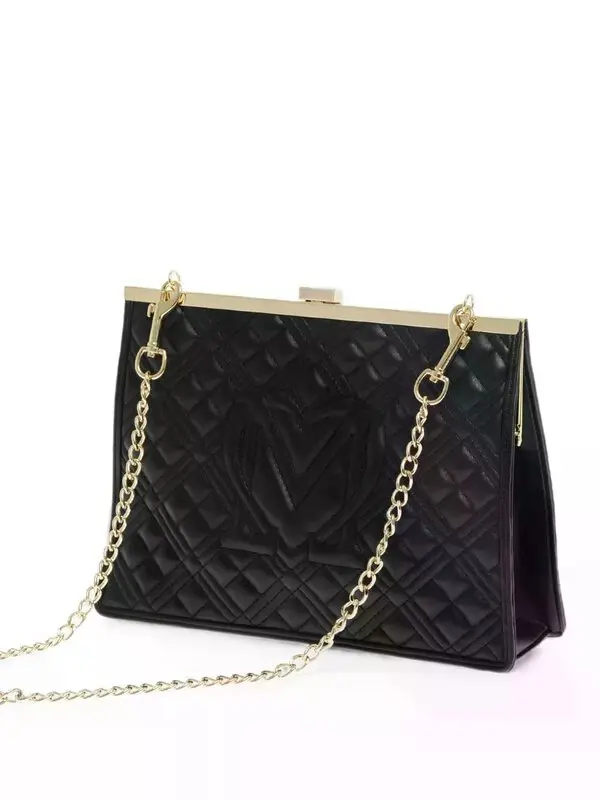 Moschino Quilted Logo-plaque Shoulder Bag - Black