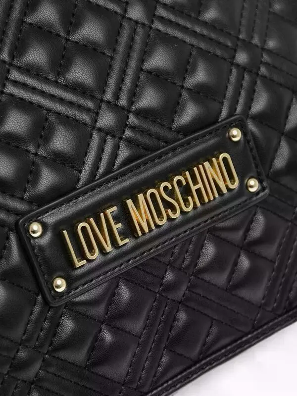 Moschino Quilted Logo Plaque Shoulder Bag