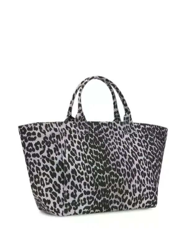GANNI Leopard-print Tote Bag - Grey