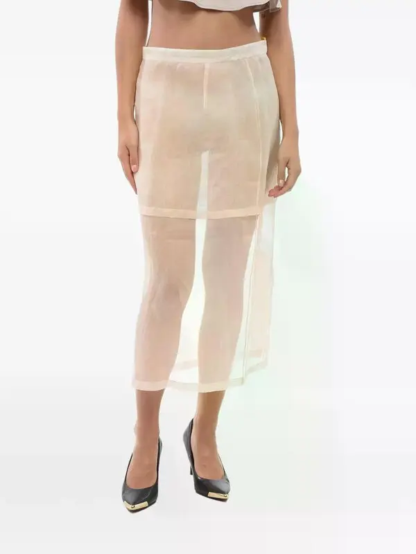 SUPER BLOND Sheer Layered Silk Midi Skirt