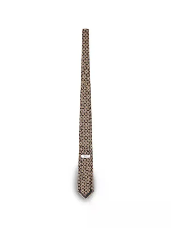 LARDINI Geometric-print Pointed Tie - Neutrals