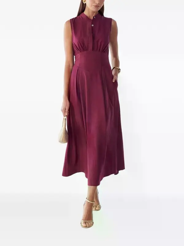 WILLA Ellese Pleated Sleeveless Midi Dress - Red
