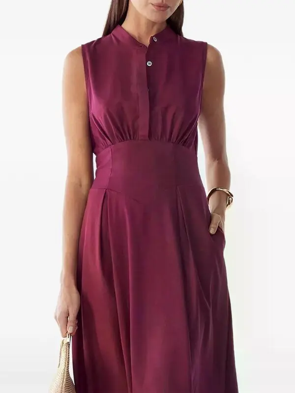 WILLA Ellese Pleated Sleeveless Midi Dress - Red