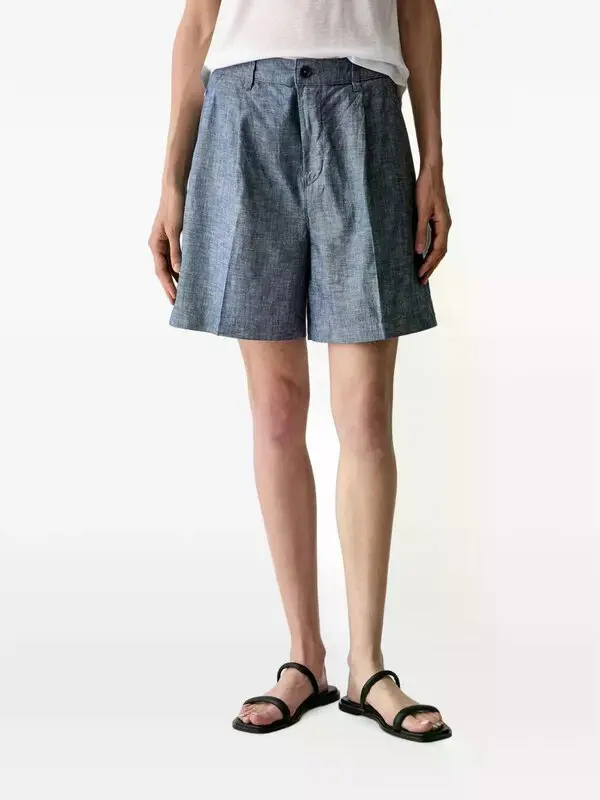 BENETTON Pleated High-waisted Shorts - Blue