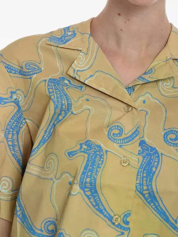 SAMSOE SAMSOE Seahorse-print Short-sleeve Shirt