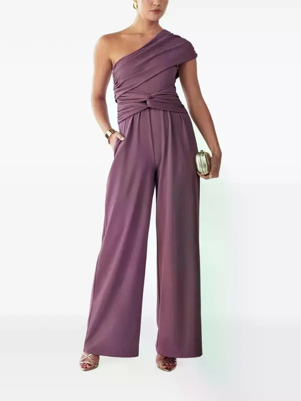 BWLDR Daisie One-shoulder Knotted Jumpsuit - Purple