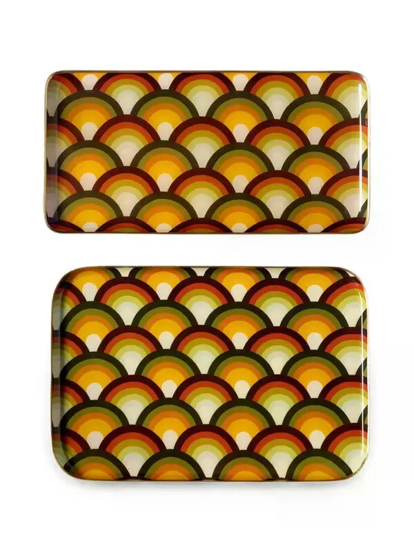 CU I SEEYOU Geometric-print Trays - Yellow