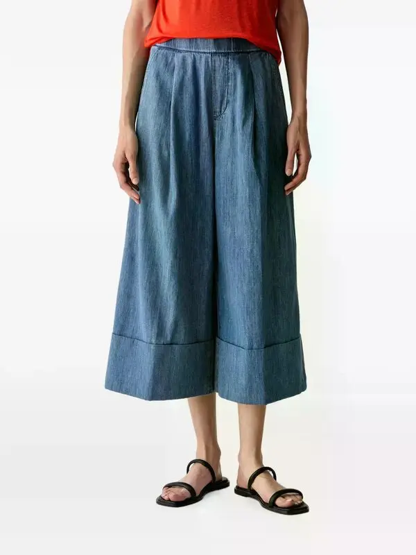 BENETTON Pleated-detail Turn-up Trousers - Blue