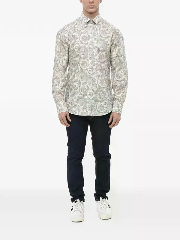 Brunello Cucinelli Paisley-print Button-down Cotton Shirt