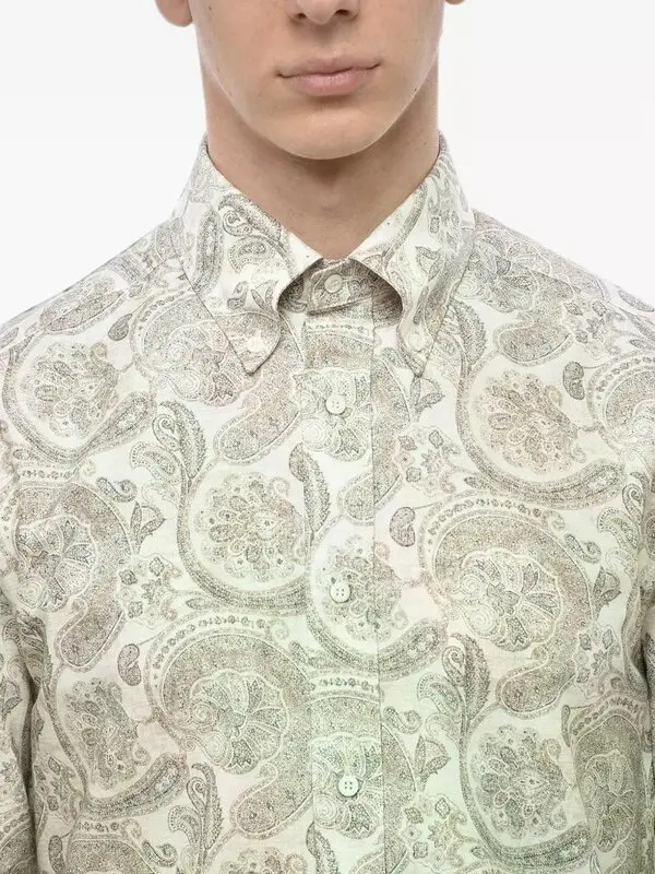 Brunello Cucinelli Paisley-print Button-down Cotton Shirt