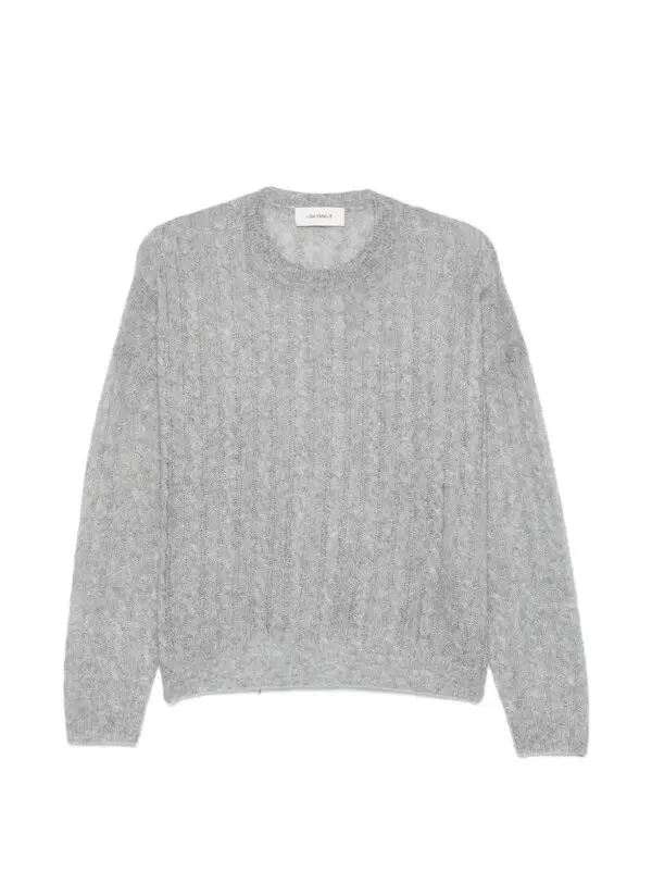 LISA YANG Cable-knit Crew-neck Sweater - Grey