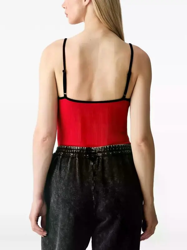 Karl Lagerfeld Logo-print Ribbed Bodysuit - Red
