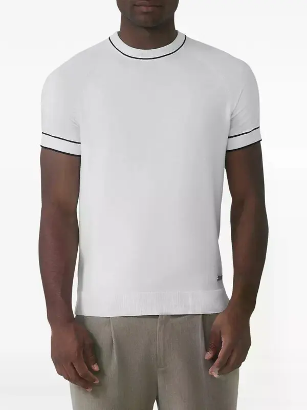 MAUVAIS Contrast-trim Knitted T-shirt - White