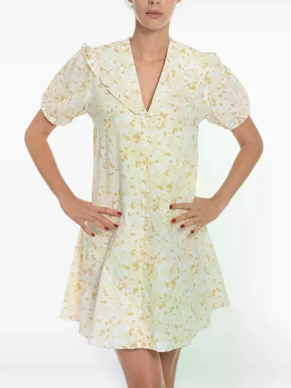 SAMSOE SAMSOE Floral Print V-neck Mini Dress