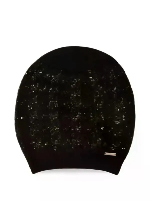 TWINSET Jacquard-knit Beanie With Houndstooth Pattern - Black