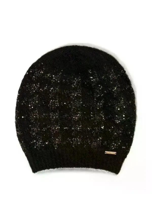 TWINSET Jacquard-knit Beanie With Houndstooth Pattern - Black