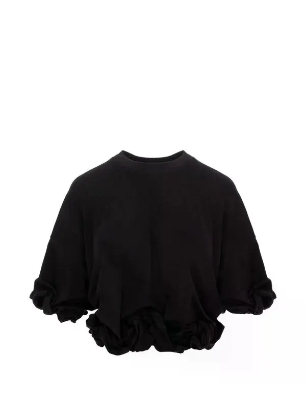 SEEN USERS Twombly Bloom Ruffled T-shirt - Black