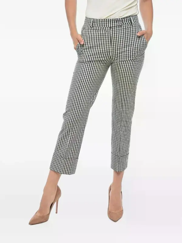 QL2 QUELLEDUE Gingham Turn-up Cropped Trousers