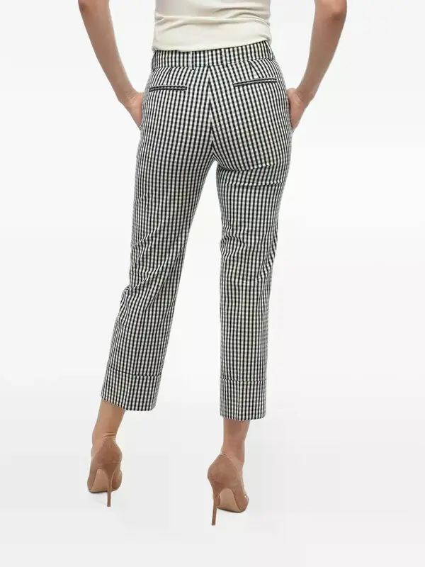 QL2 QUELLEDUE Gingham Turn-up Cropped Trousers - Black
