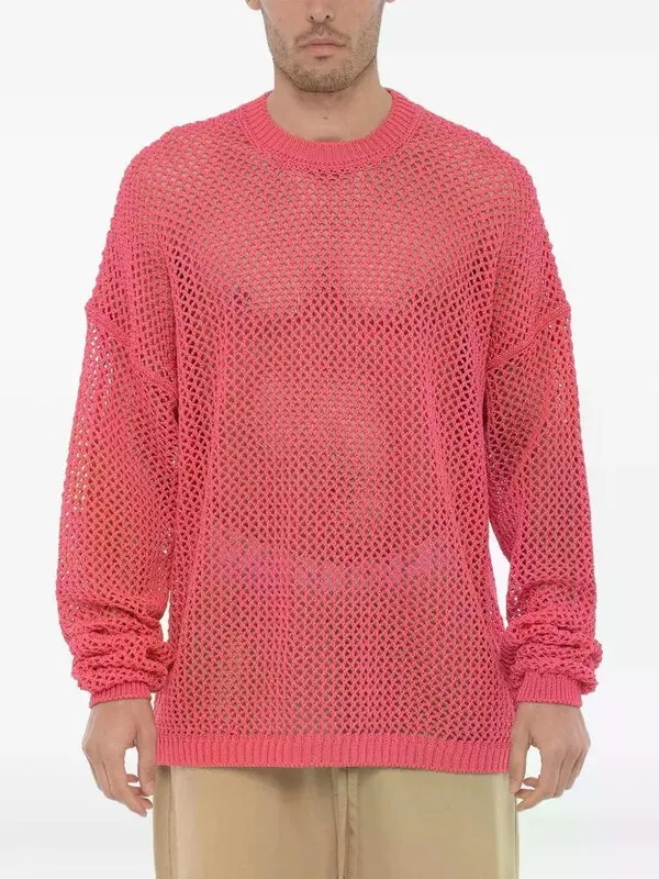 RAMAEL Openwork Crew-neck Sweater - Pink