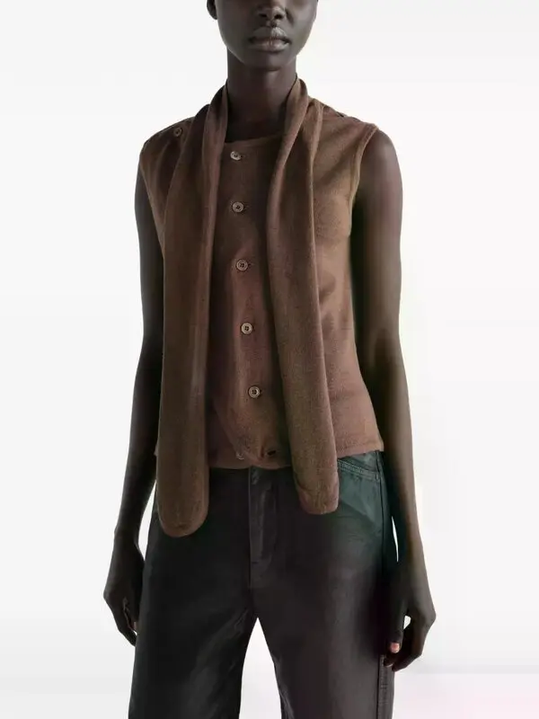 LEMAIRE Asymmetrical Merino Wool Blend Cardigan - Brown