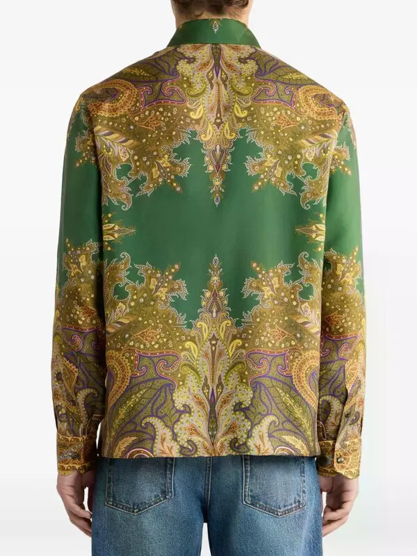 Etro Silk Twill Shirt With Placed Paisley Pochette Print