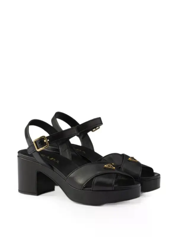 Prada Nappa Leather Platform Sandals - Black