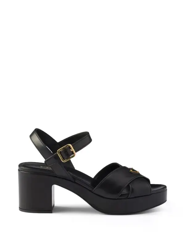 Prada Nappa Leather Platform Sandals - Black