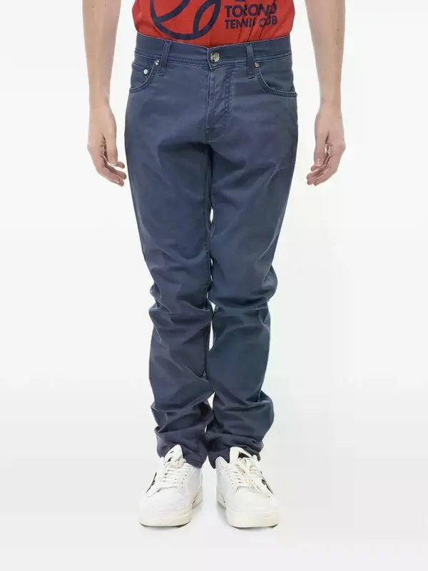 Corneliani Straight-fit Embroidered-logo Jeans - Blue