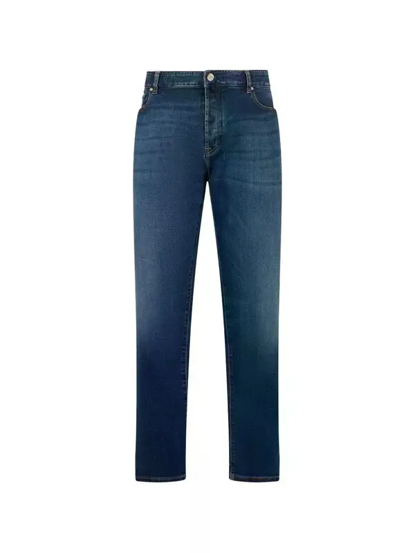 MOORER Faded Five-pocket Jeans - Blue