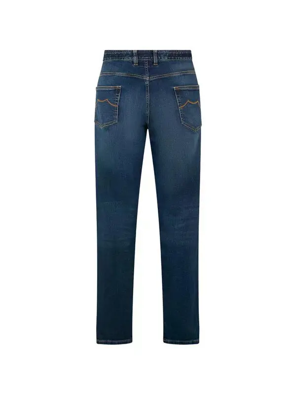 MOORER Faded Five-pocket Jeans