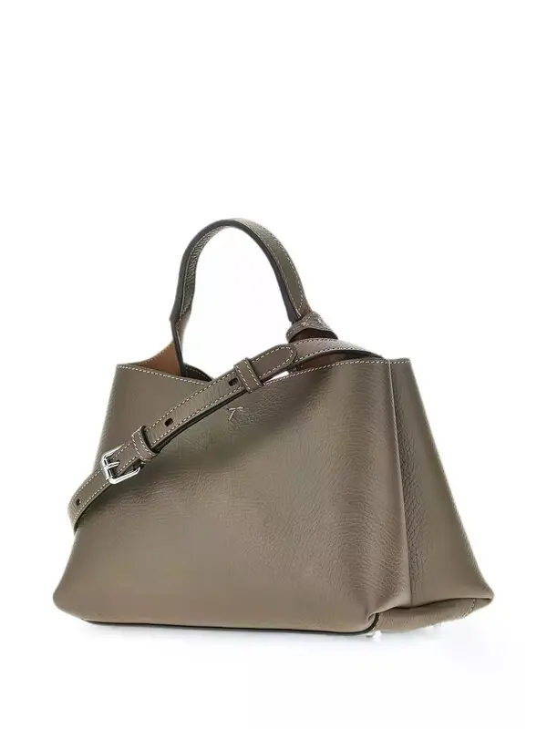 TOD'S T Timeless-detail Pebbled Tote Bag - Brown