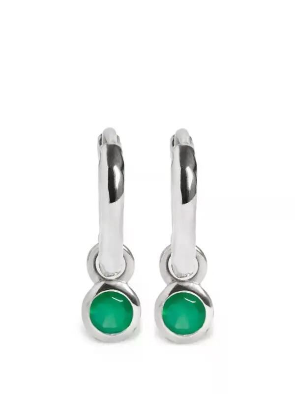 Monica Vinader Green-onyx Hammered Earrings - Silver