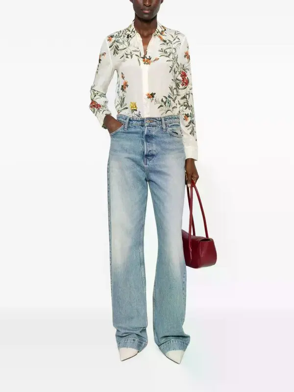 Alice + Olivia Floral-print Silk-blend Shirt