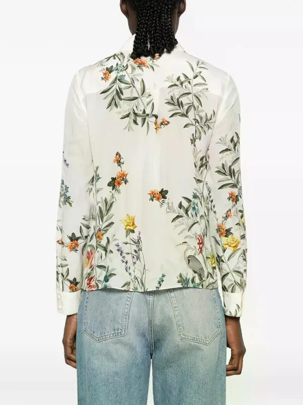 Alice + Olivia Floral-print Silk-blend Shirt