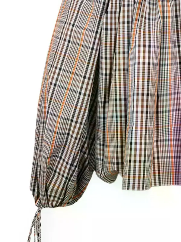 A.W.A.K.E. Mode One-shoulder Checked Blouse