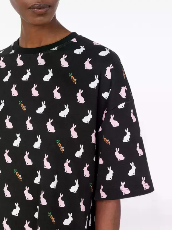 Moschino Short Sleeve Printed Cotton Dress - Black