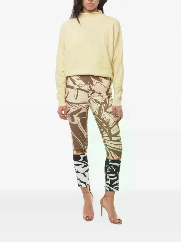 LUCIAH Patterned Slim-fit Cropped Trousers