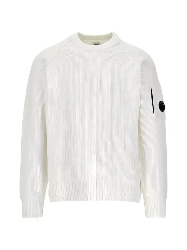C.P. COMPANY Lens-detail Ribbed-knit Sweater - Neutrals