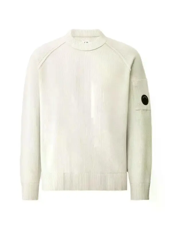 C.P. COMPANY Lens Detail Ribbed Knit Sweater - Neutrals