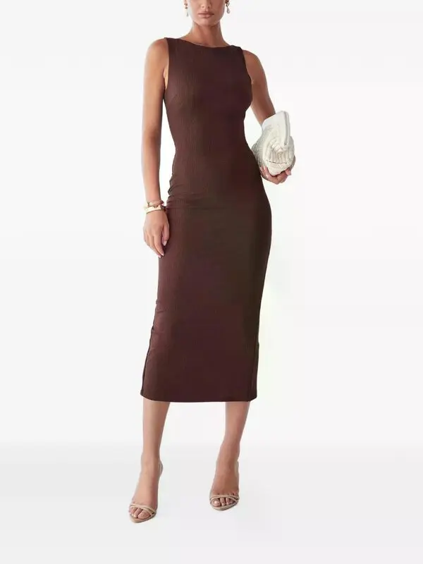 BWLDR Suny Textured Sleeveless Midi Dress - Brown