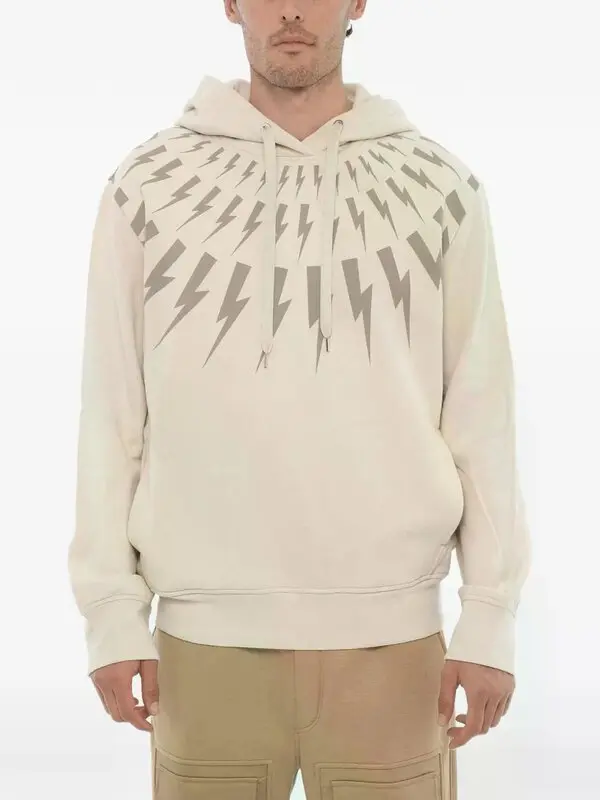 Neil Barrett Fairisle Thunderbolt Hoodie - Neutrals