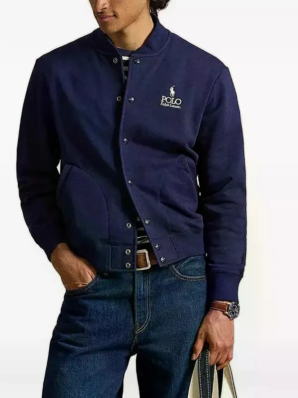 Polo Ralph Lauren Logo-embroidered Button-up Sweater - Blue