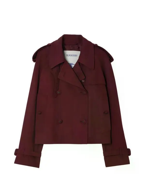 Burberry Cropped Wool Mayfair Trench Jacket - Red