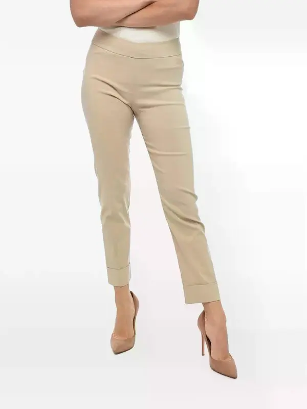 Avenue Montaigne Cuffed-hem Slim-fit Trousers - Neutrals