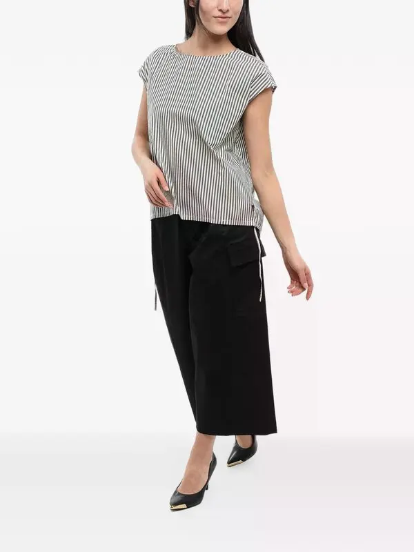 Woolrich Striped Drawstring-hem Cotton Blouse - Blue