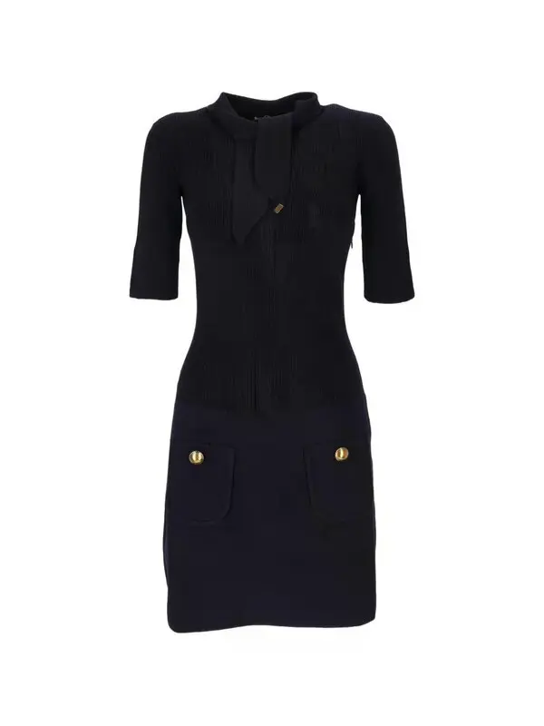 Elisabetta Franchi Ribbed Knit Mini Dress With Bow Detail